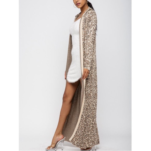 Sweaters | Leopard Print Long Maxi Cardigan Sweater Duster | Poshmark